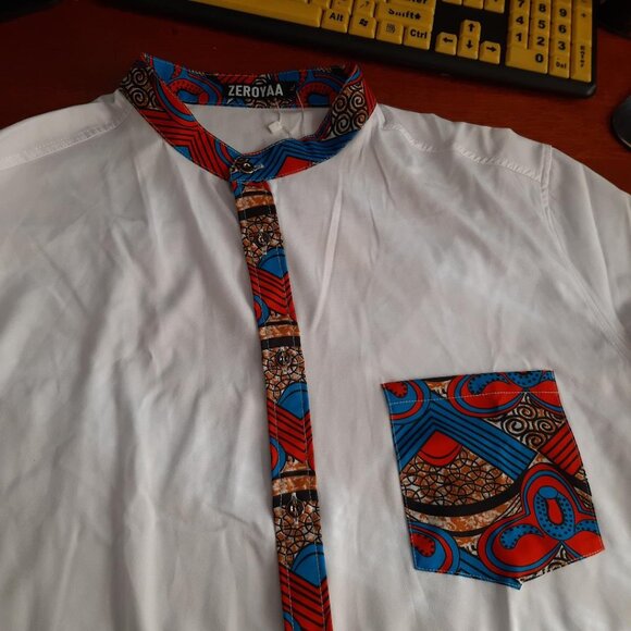 Zeroyaa | Shirts | Zeroyaa Men African Prints Long Sleeve Button Up ...